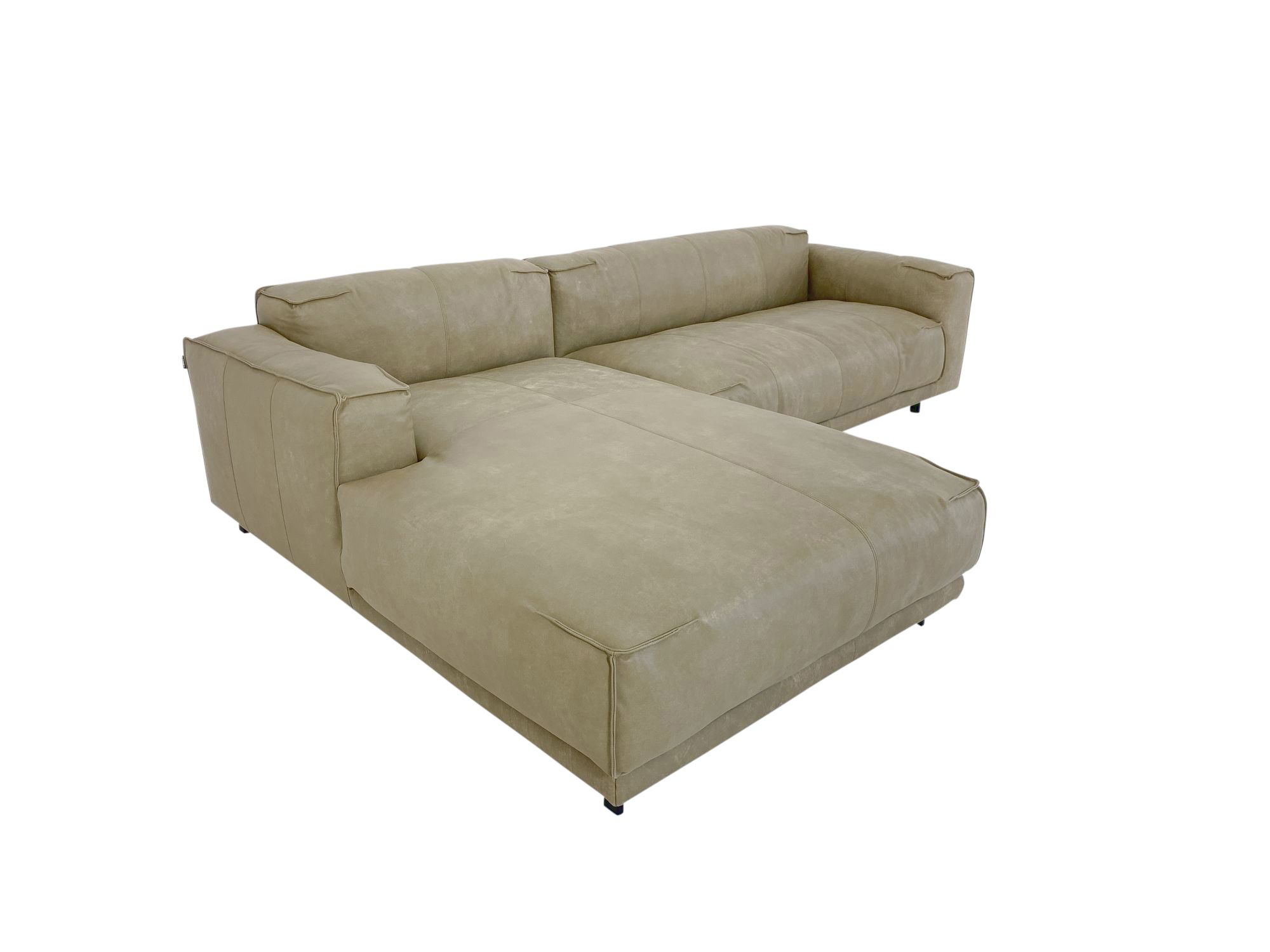 freistil 136 ROLF BENZ Sofa mit Recamiere links in Nappa Leder 9221 gelbgrau | freistil 136 ...